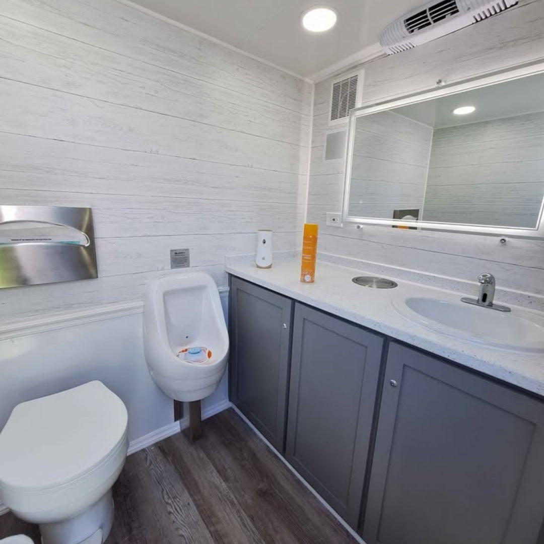 2-Station Mobile Restroom Trailer with AC - VIP Portable Toilet ...