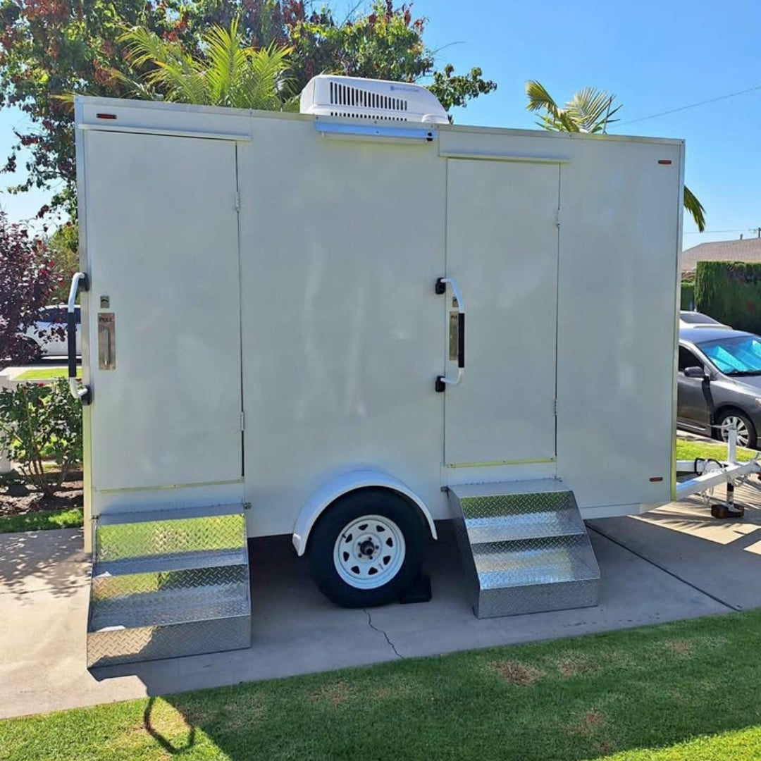 2-Station Mobile Restroom Trailer with AC - VIP Portable Toilet ...