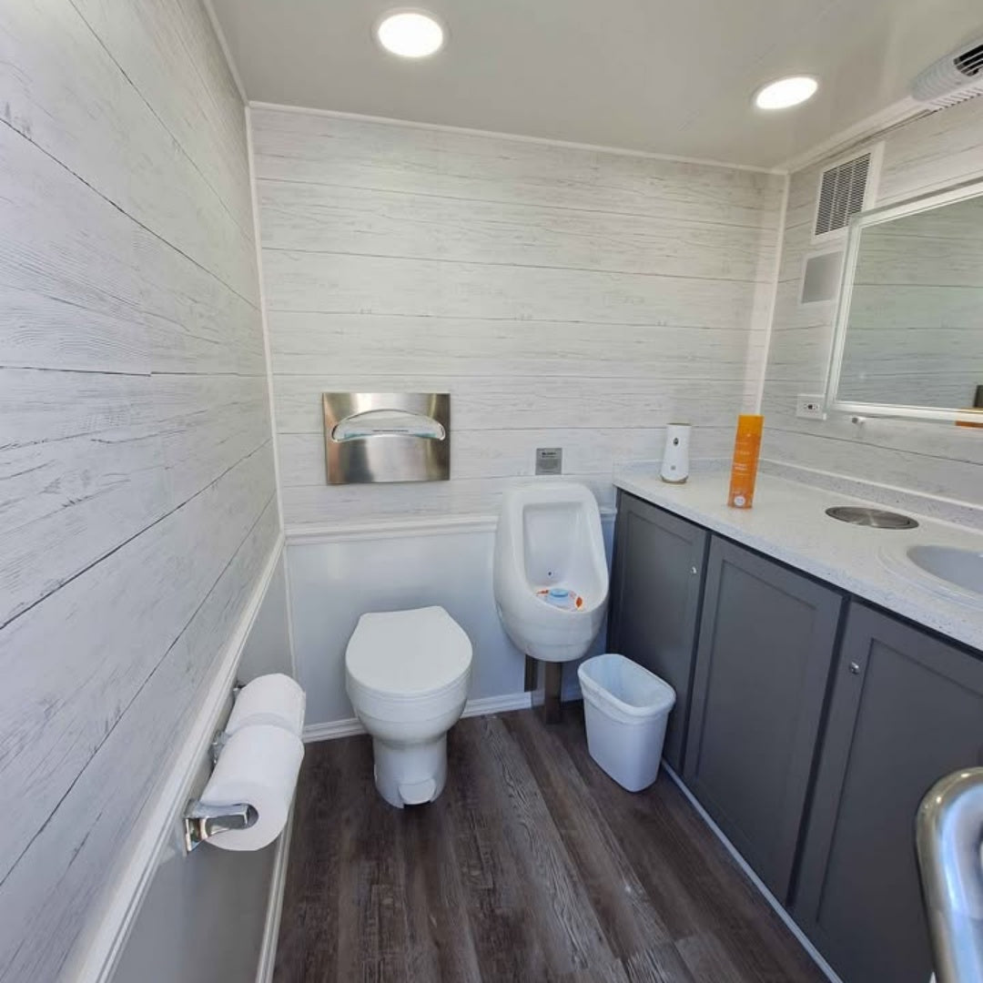 2-Station Mobile Restroom Trailer with AC - VIP Portable Toilet ...